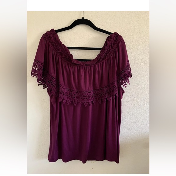 Lane Bryant | Tops | Womens Lane Bryant Off The Shoulder Blouse Purple ...